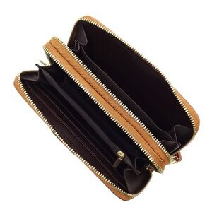 Bags | Queen Bee Strip Ostrich Double Zip Around Wallet Wristlet | Poshmark